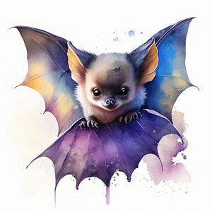 Cute Bat Clipart | 300dpi High Resolution | PNG Graphics | Instant ...