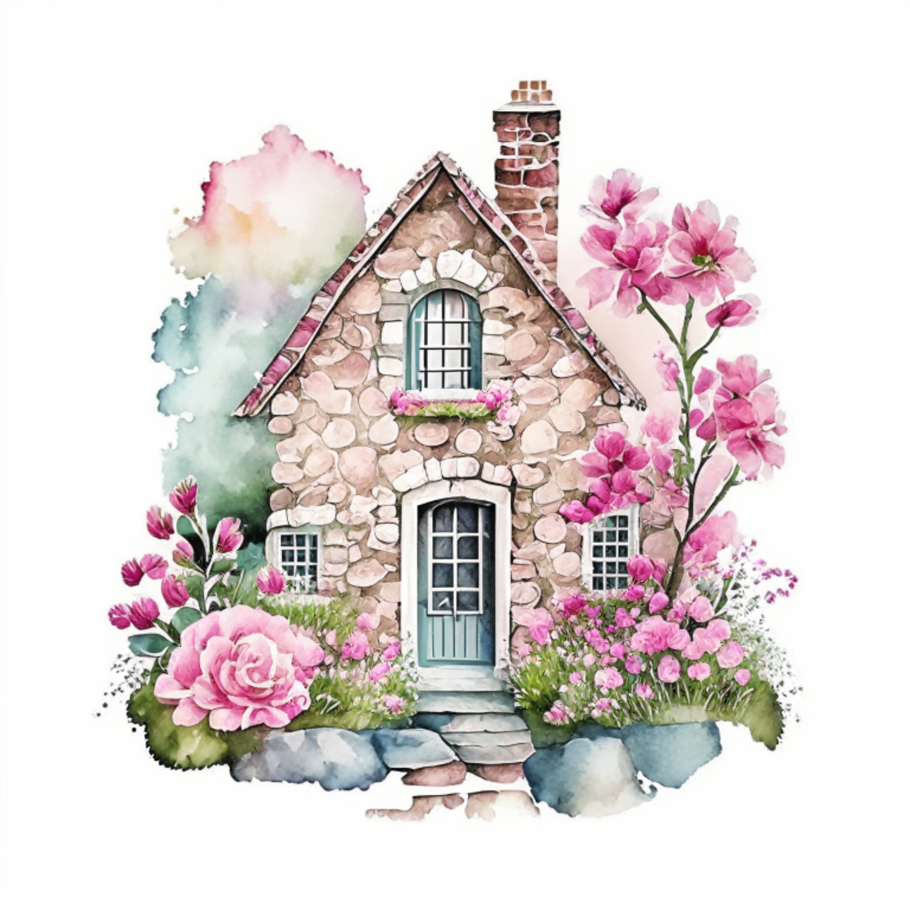 Cute Stone House Clipart 300dpi PNG Graphics Instant - Etsy