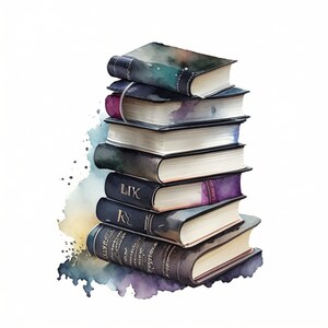 Cute Stack of Books Clipart | 300dpi | PNG Graphics | Instant Download ...