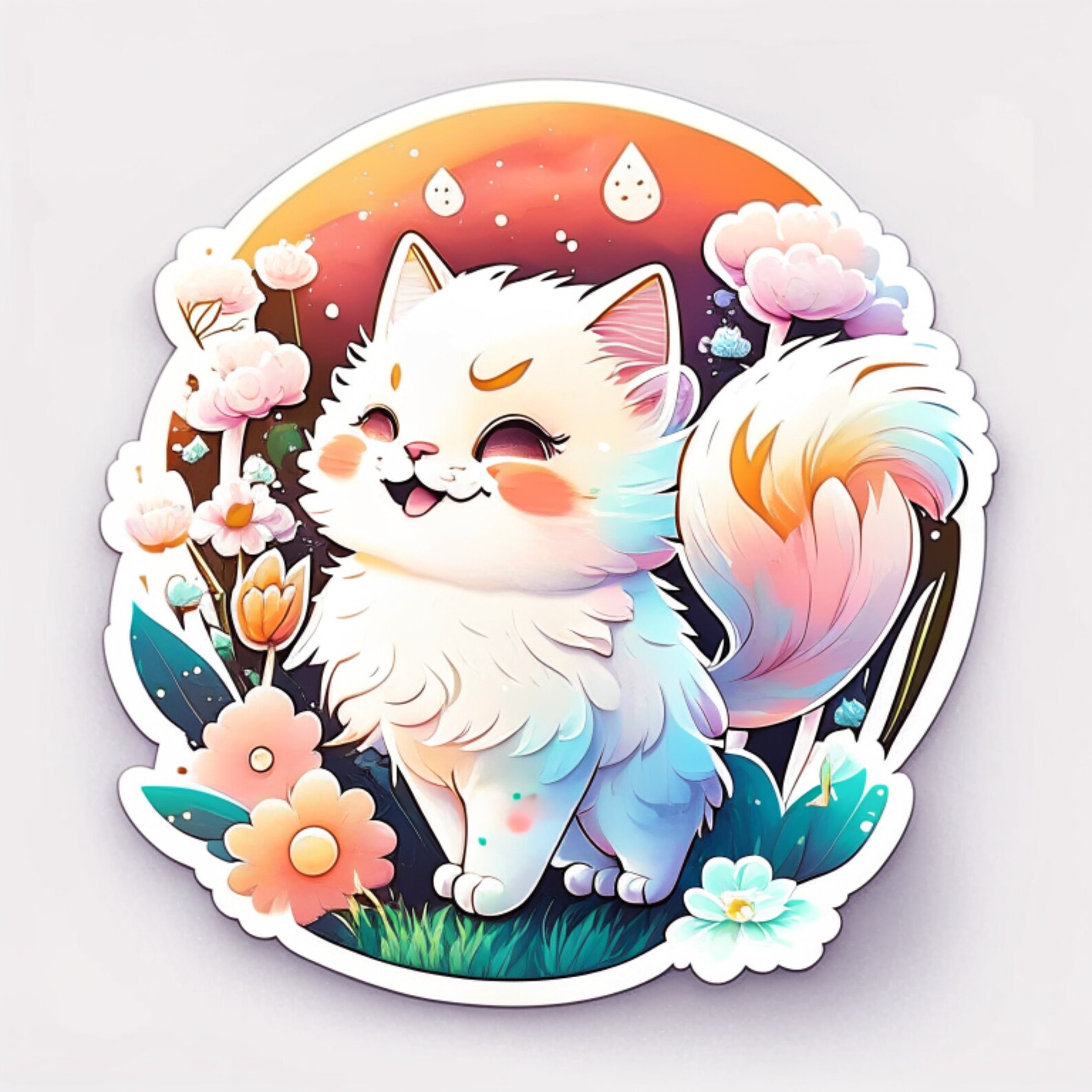 Cute Cat Sticker Print and Cut Digital PNG Sticker Sheets, 10 Different ...