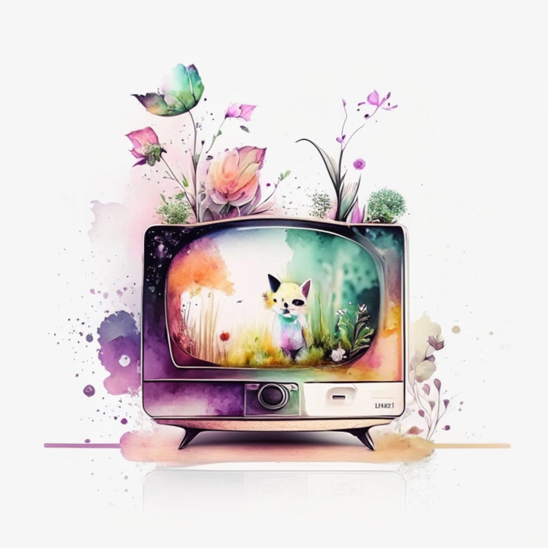 Cute Television Clipart 300dpi High Resolution PNG Graphics Instant ...