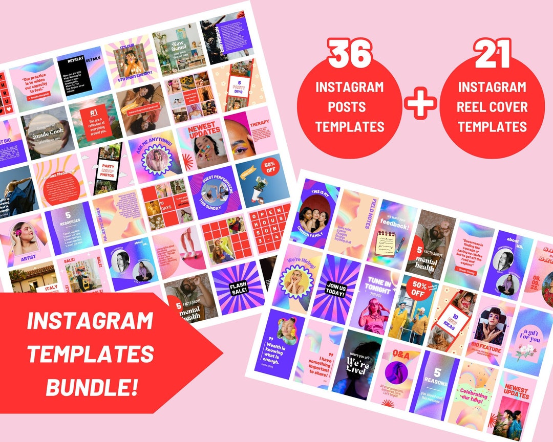 BOLD Instagram Template BUNDLE Instagram Posts & Instagram Reel Covers ...