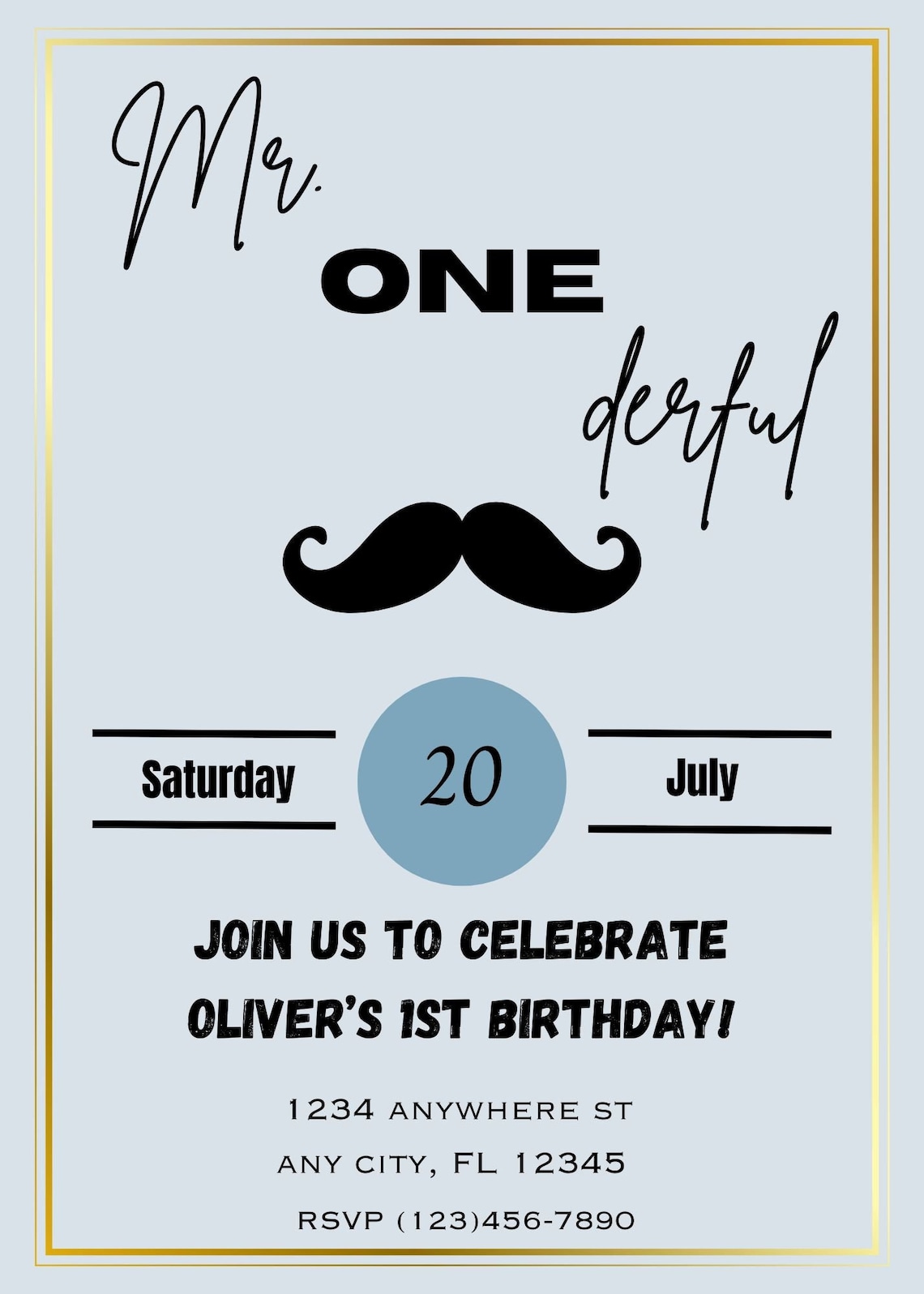 Mr. One-derful 1st Birthday Party Invitation Template - Etsy