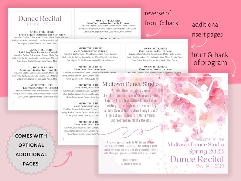 Ballerina Recital Program Template, Editable Dance Recital Program ...