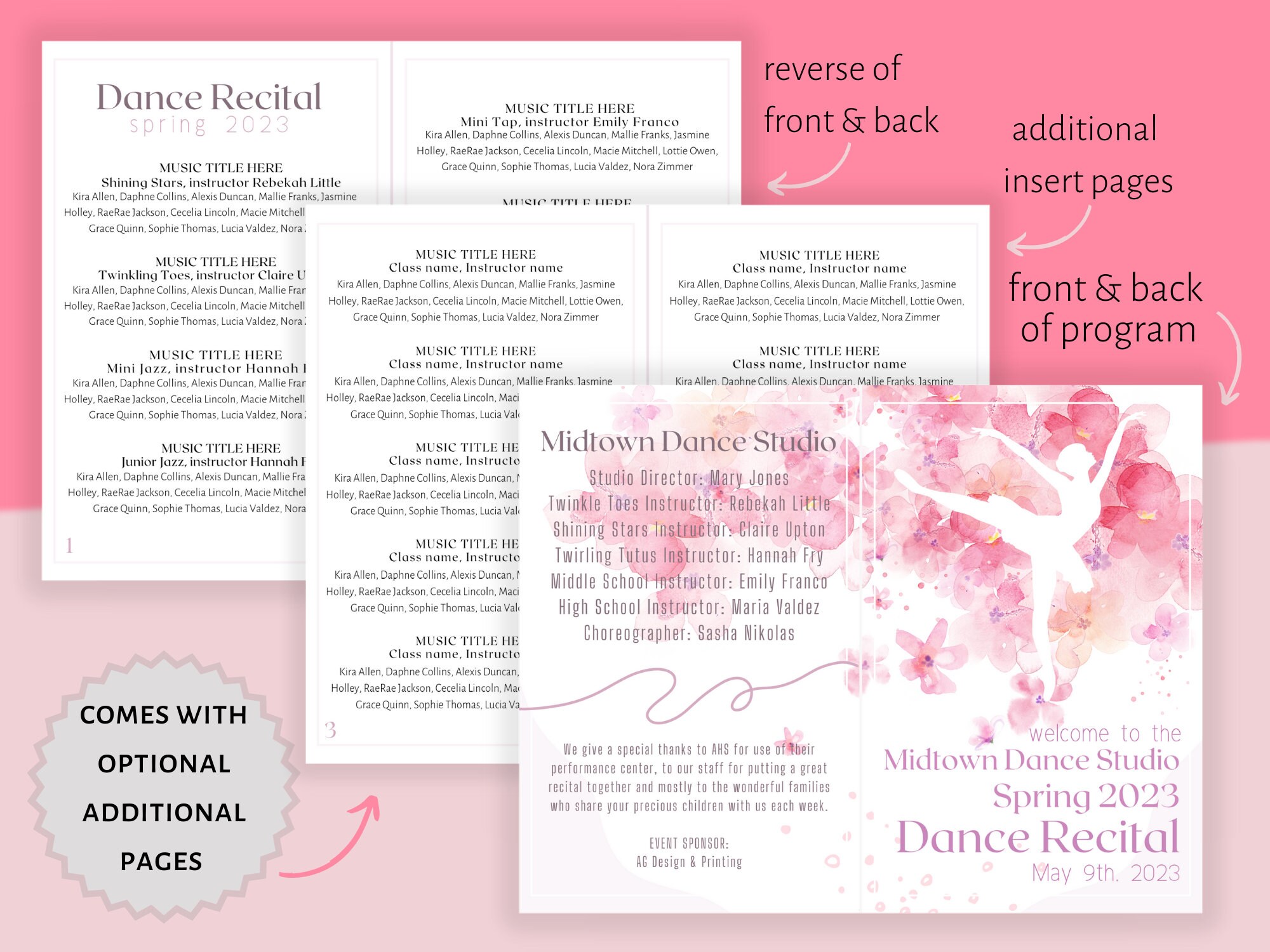 Ballerina Recital Program Template, Editable Dance Recital Program ...