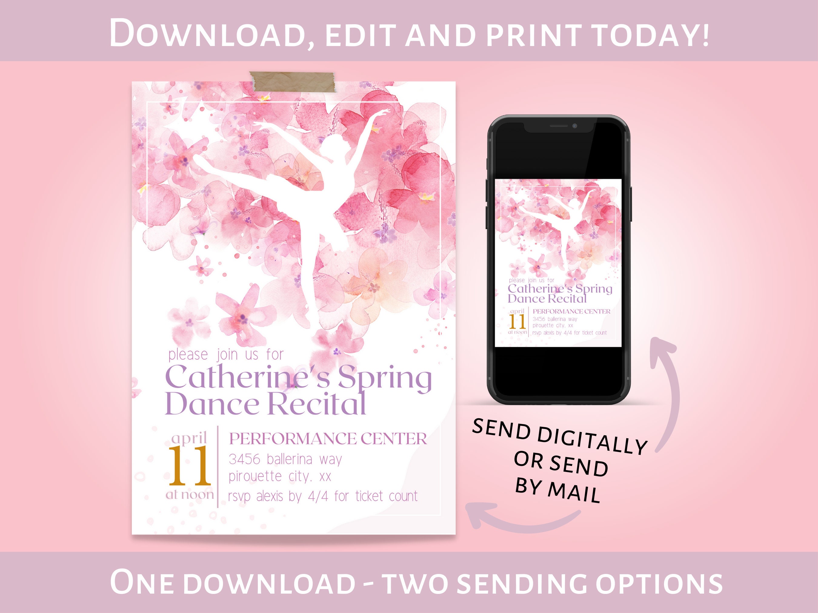 Editable Dance Recital Invitation Template Instant Download, Dance ...