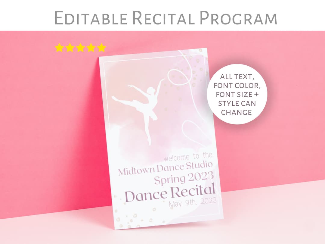 Dance Recital Program, Editable Ballerina Recital Program Template ...