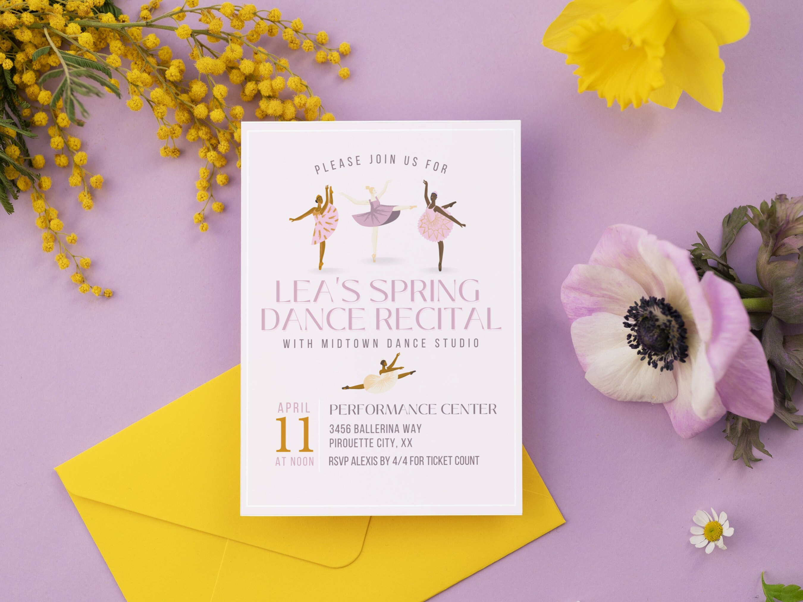 Editable Dance Recital Invitation Template, Ballerina Recital Invite ...