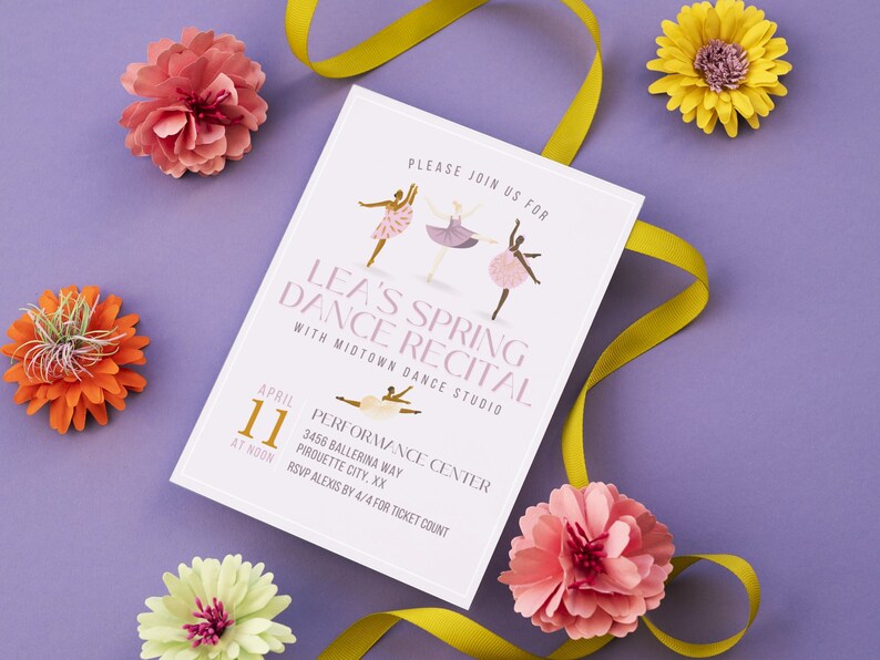 Editable Dance Recital Invitation Template, Ballerina Recital Invite ...