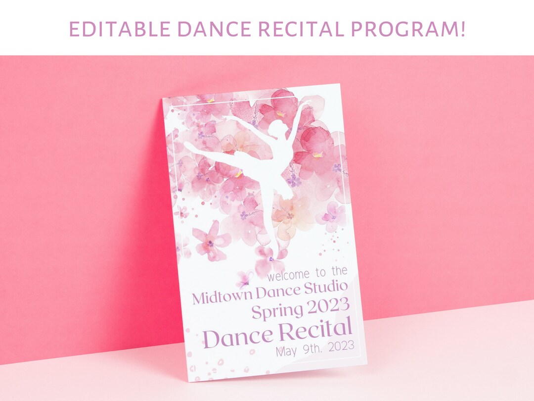 Ballerina Recital Program Template, Editable Dance Recital Program ...