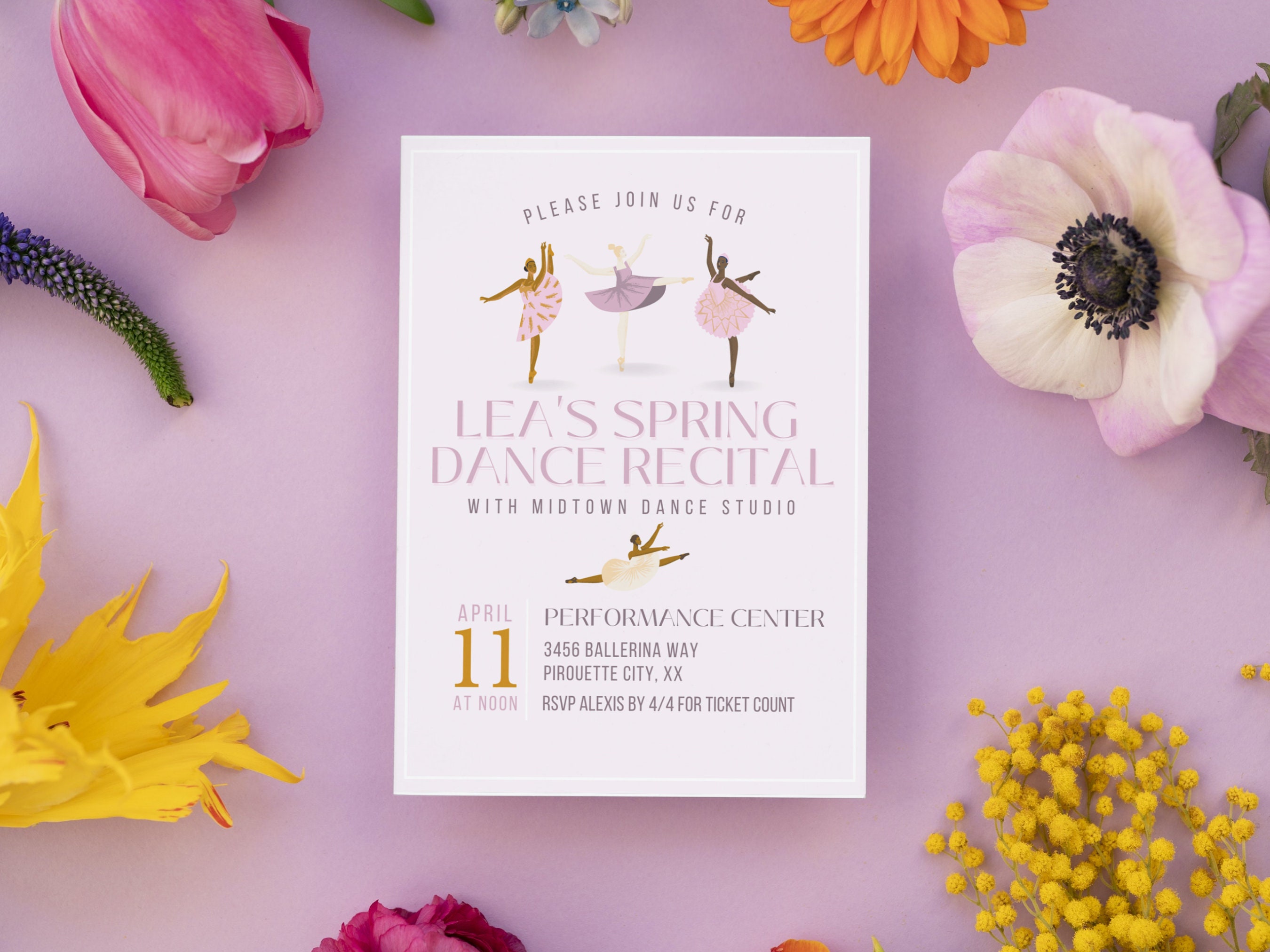 Editable Dance Recital Invitation Template, Ballerina Recital Invite ...