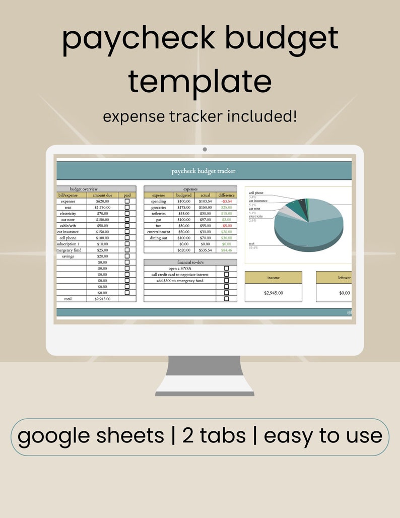 Simple Paycheck Budget Spreadsheet | Google Sheets Budgeting Template ...