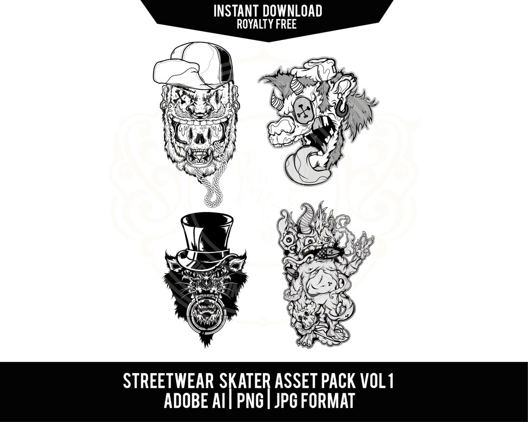 Streetwear Asset Pack Vector Pack Editable Graphic Bundle Clip - Etsy