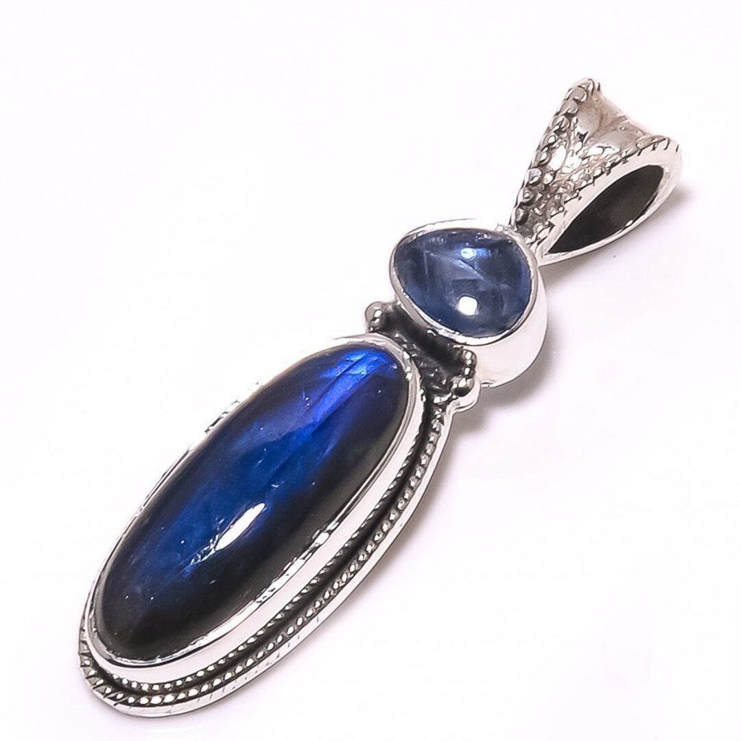 Natural Labradorite Pendant Necklace, 925 Solid Sterling Silver ...