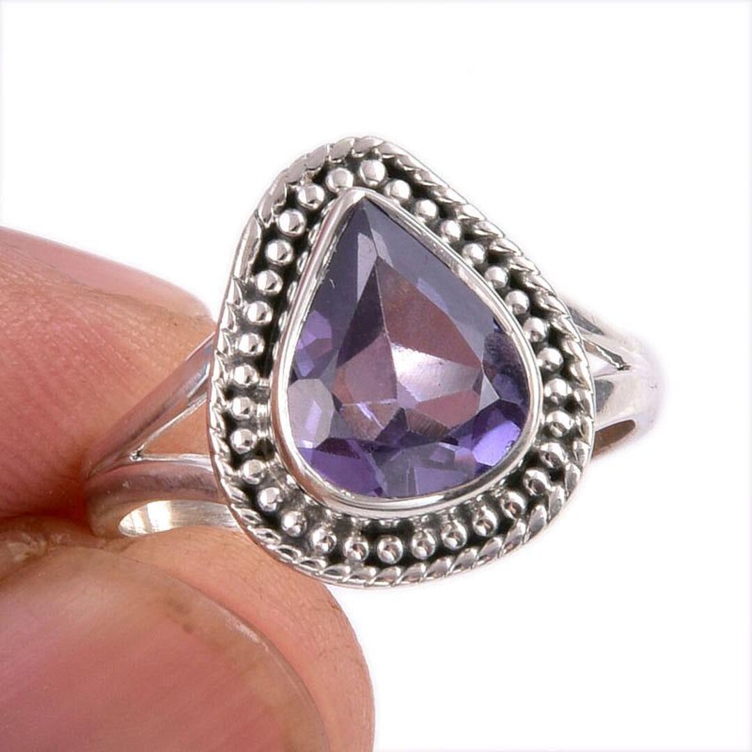 Genuine Alexandrite Ring, 925 Solid Sterling Silver Ring, Purple Blue ...