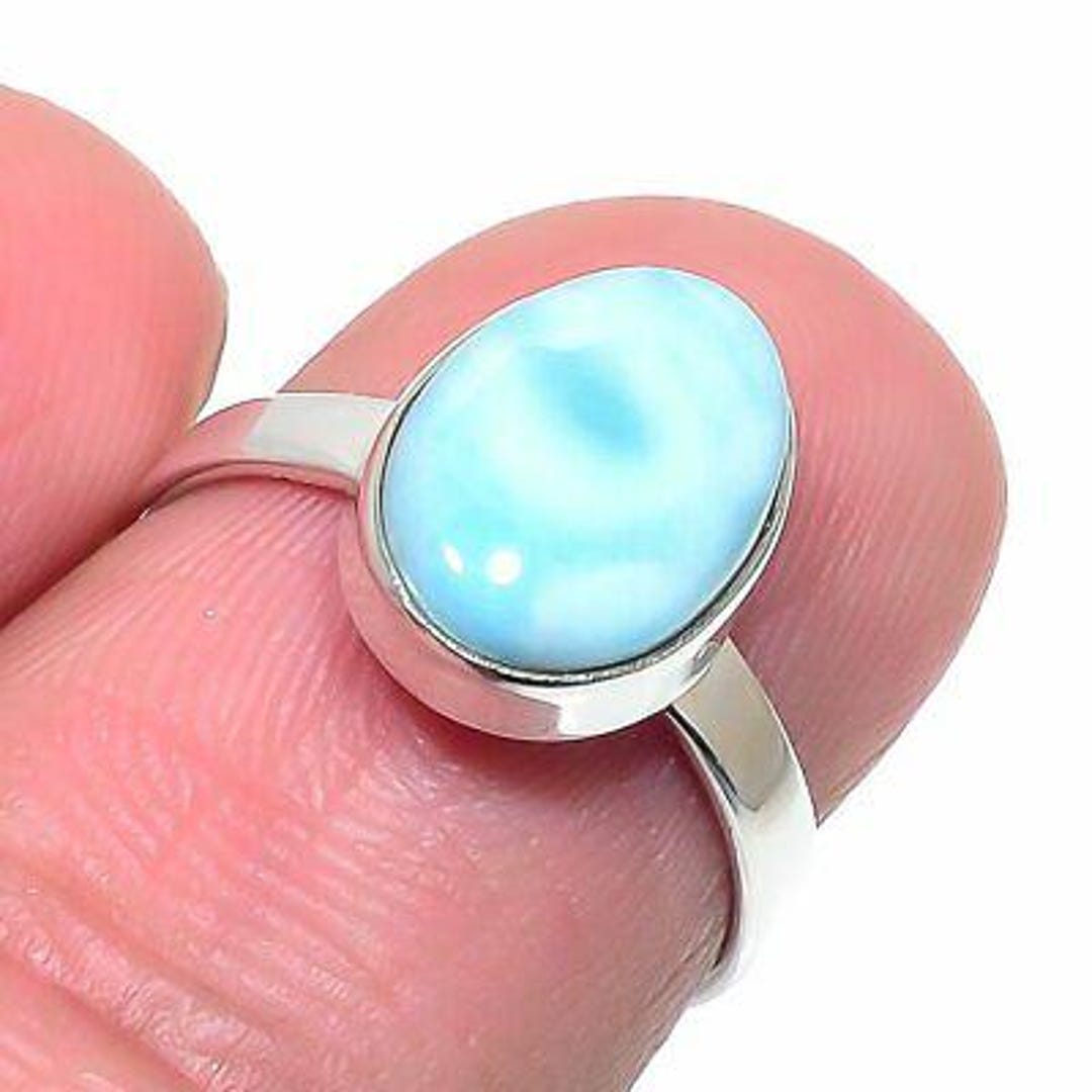 Valuable Larimar Ring in 925 Solid Sterling Silver, Gemstone Ring, Blue ...