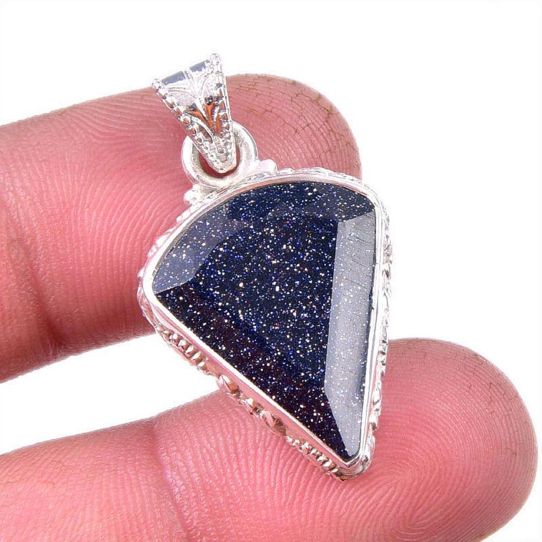 Genuine Blue Sunstone Pendant Necklace, Sunstone Necklace, 925 Solid ...