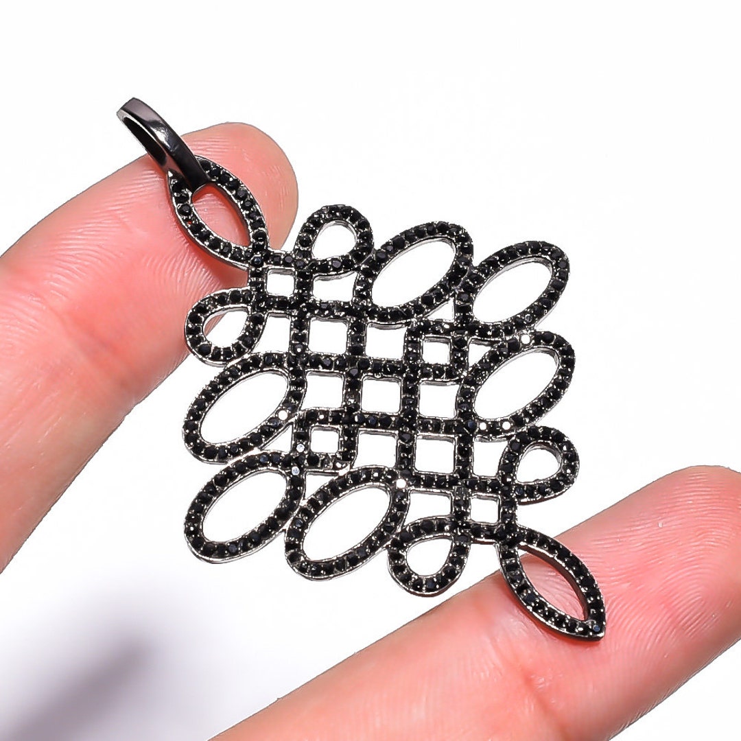 Black Spinel Pendant Necklace, Fancy Shape Black Spinel Gemstone ...