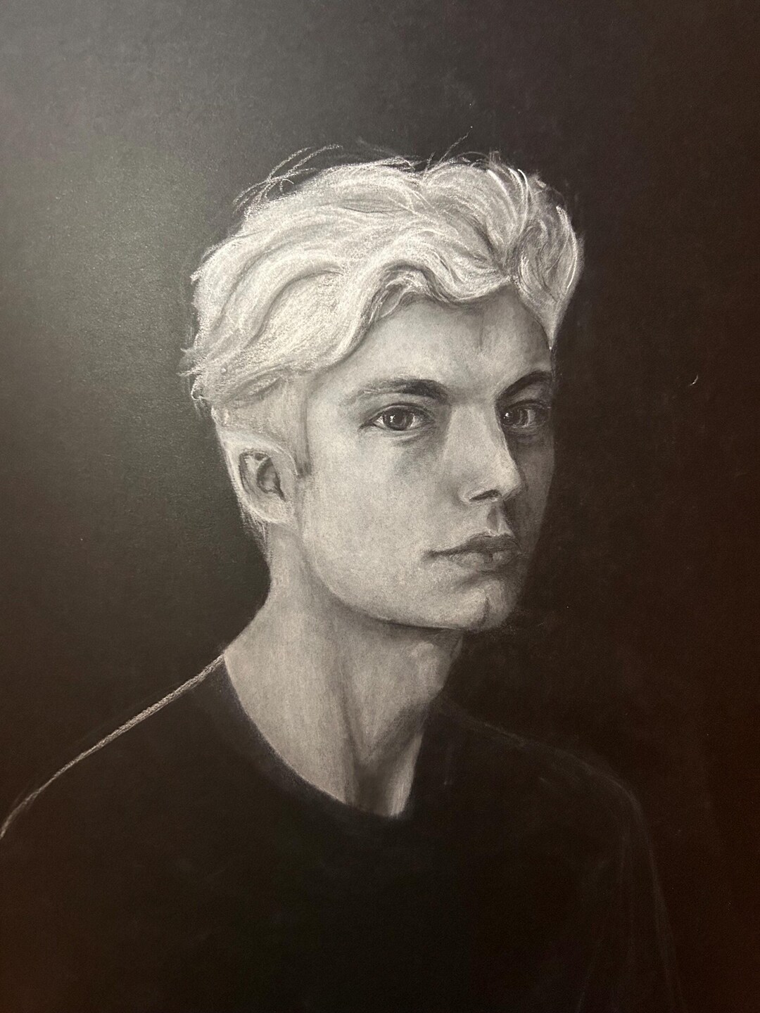 Custom Portrait or Drawing White Charcoal on Black Drawing Paper - Etsy
