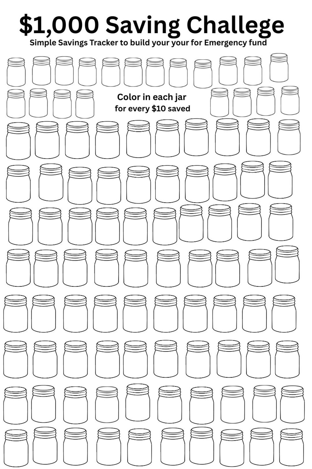 1K Savings Challenge Printable| Money Saving Tracker - Etsy