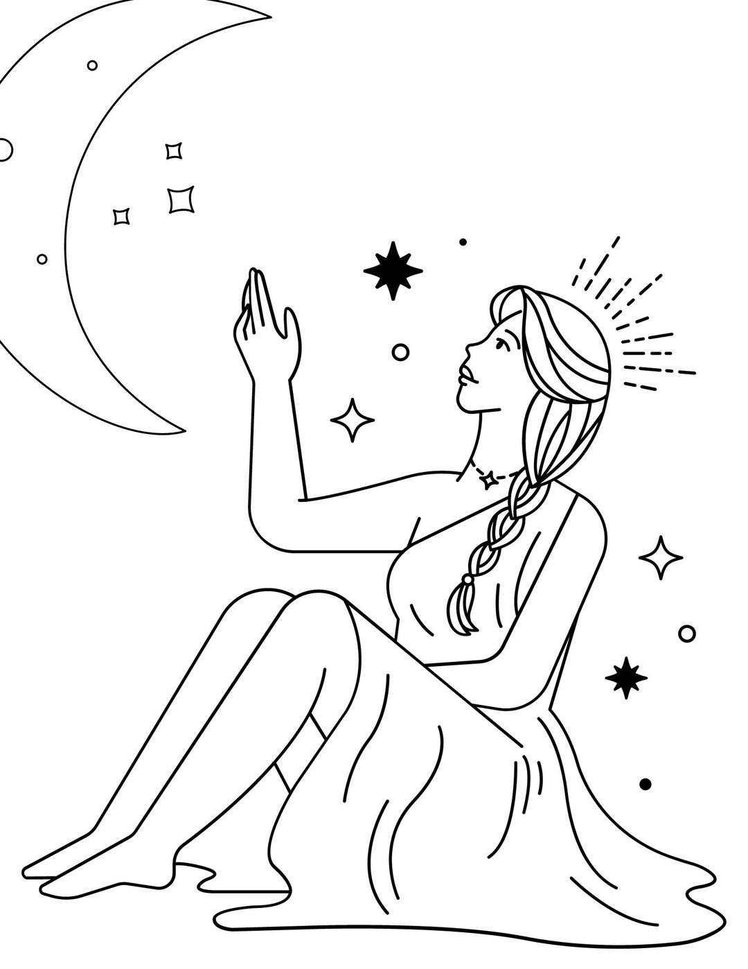 Moon Goddess Coloring Page - Etsy