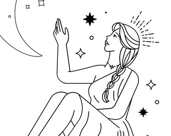 Digital Download Coloring Page / Witchy Coloring Pages / Greyscale ...