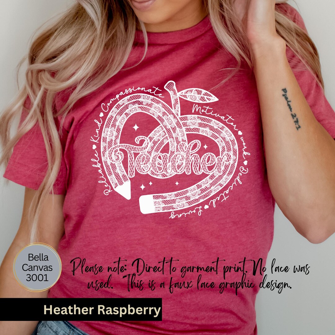 Lace Apple Pencil Teacher Shirt, Lace Teacher Pencil Tshirt, Teacher ...