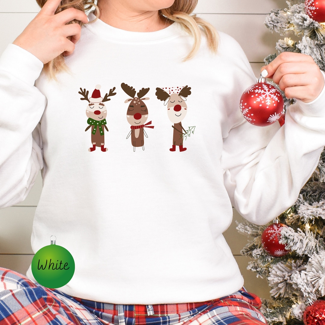 Reindeer Christmas Sweatshirt, Womens Christmas Sweatshirt, Christmas ...