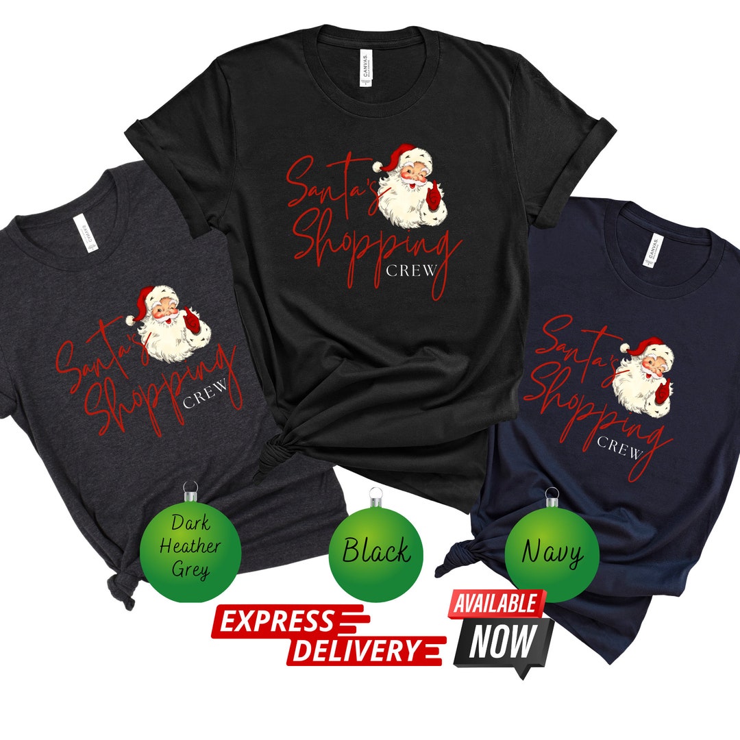 Santa's Shopping Crew Shirt - Minimalist Vintage Santa Claus Face ...