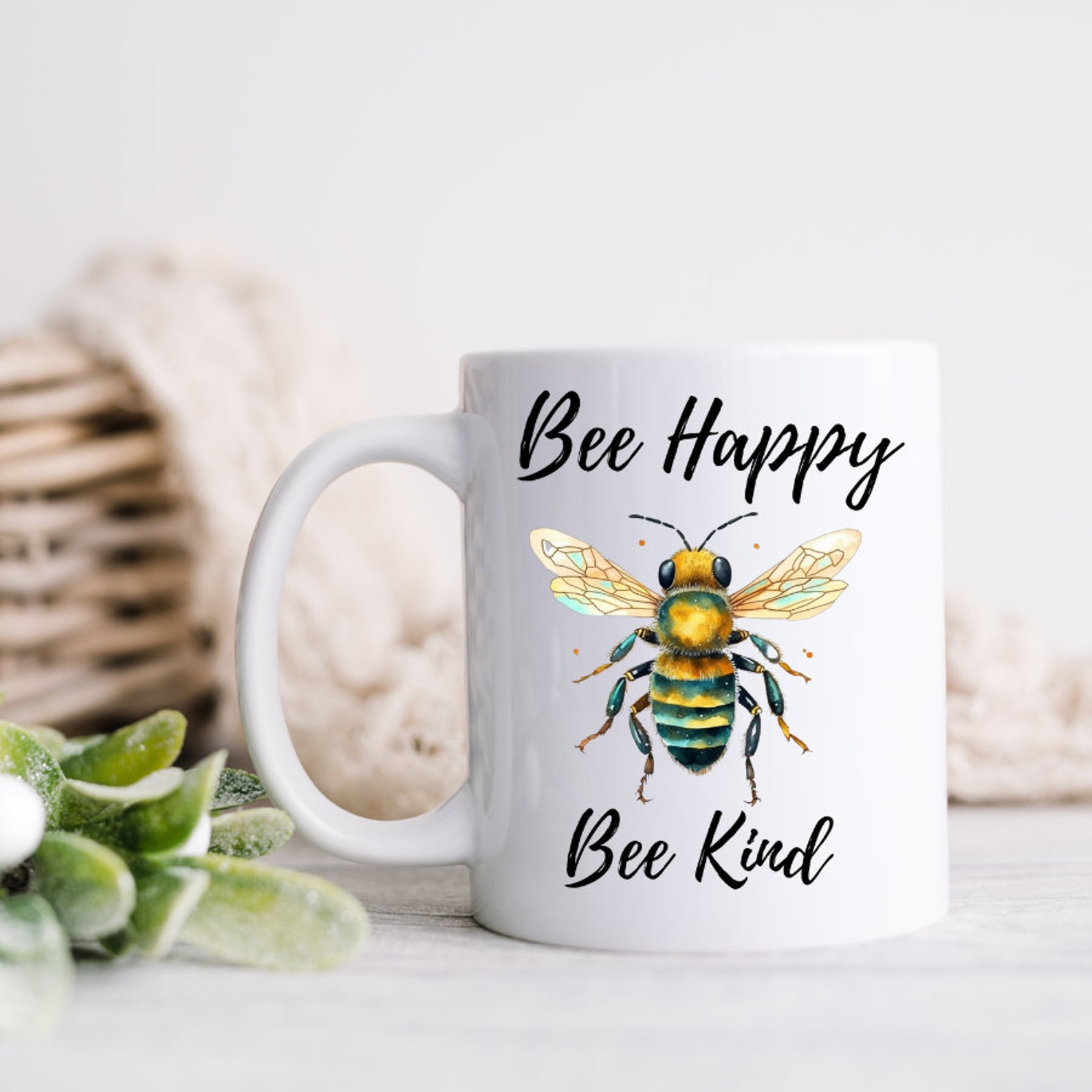 Bee Happy Bee Kind Coffee Mug, Bee Coffee Cup, Large Yellow Bee Coffee ...