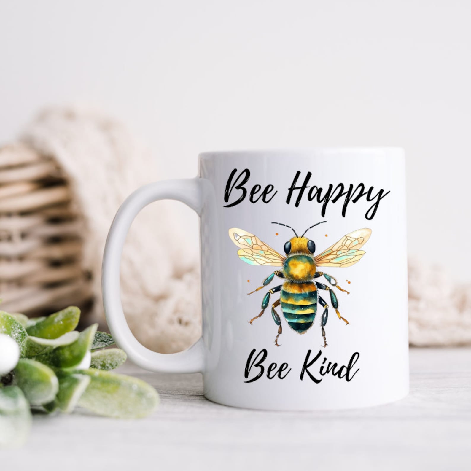 Bee Happy Bee Kind Coffee Mug, Bee Coffee Cup, Large Yellow Bee Coffee ...