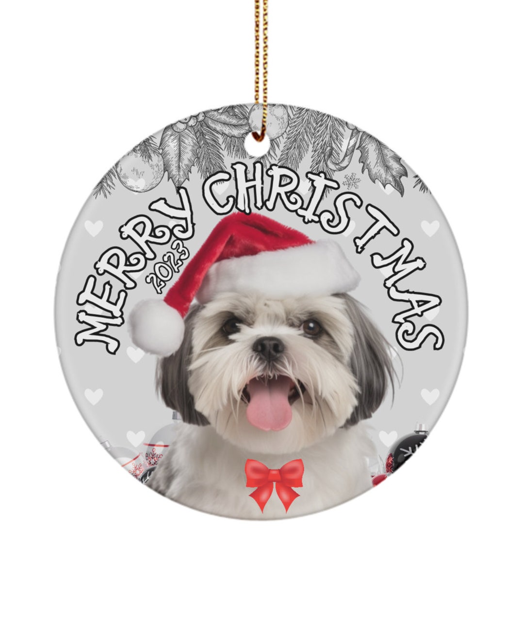 Shih Tzu Ornaments for Christmas Tree, Black and White Shih Tzu ...