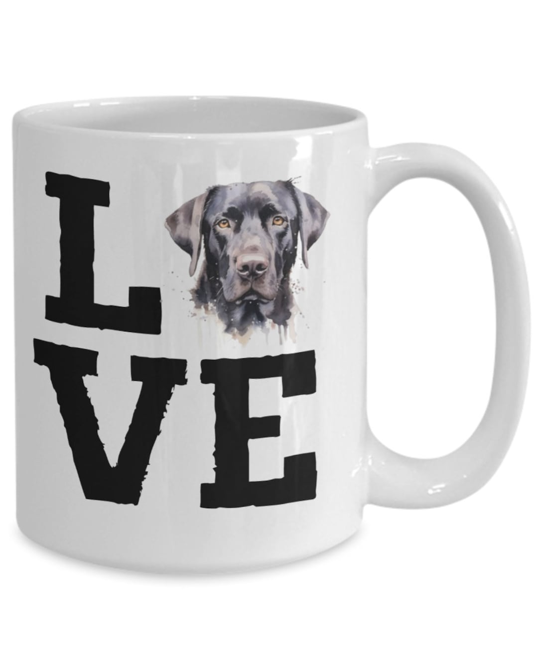 Retro Black Lab Coffee Mug, Watercolor Labrador Retriever Love Cup for ...