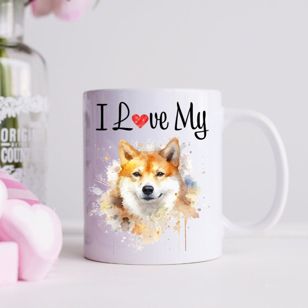 Shiba Inu Mug, Cute Watercolor Pet Portrait Coffee Cup for Dog Mom's ...