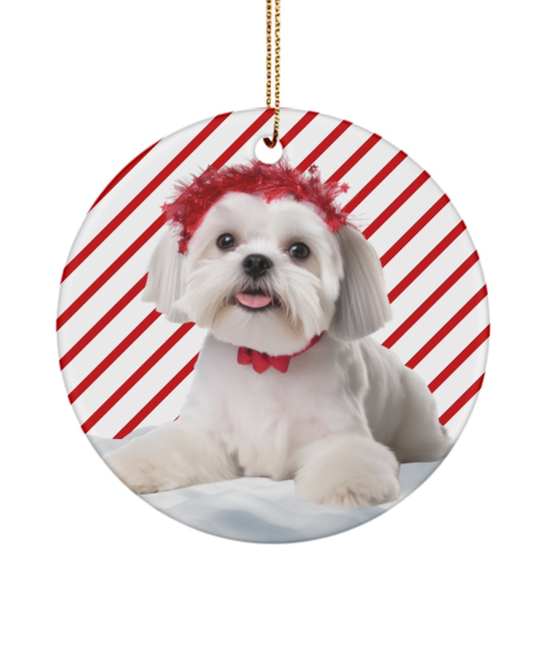 Shih Tzu Ornaments for Christmas Tree, White Miniature Shih Tzu Dog by ...