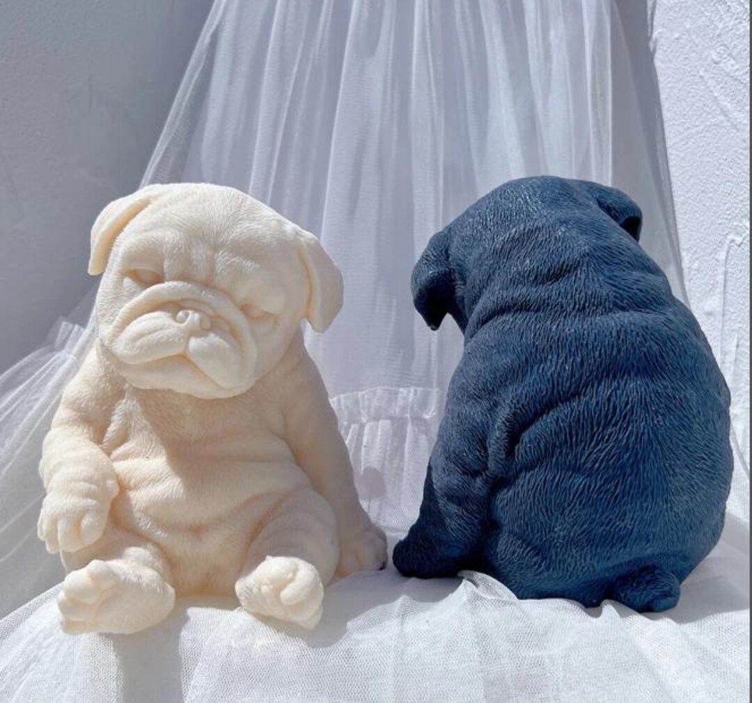 LARGE Sitting Sleeping Pug Puppy Dog Silicone Mould - Mold for Candle ...