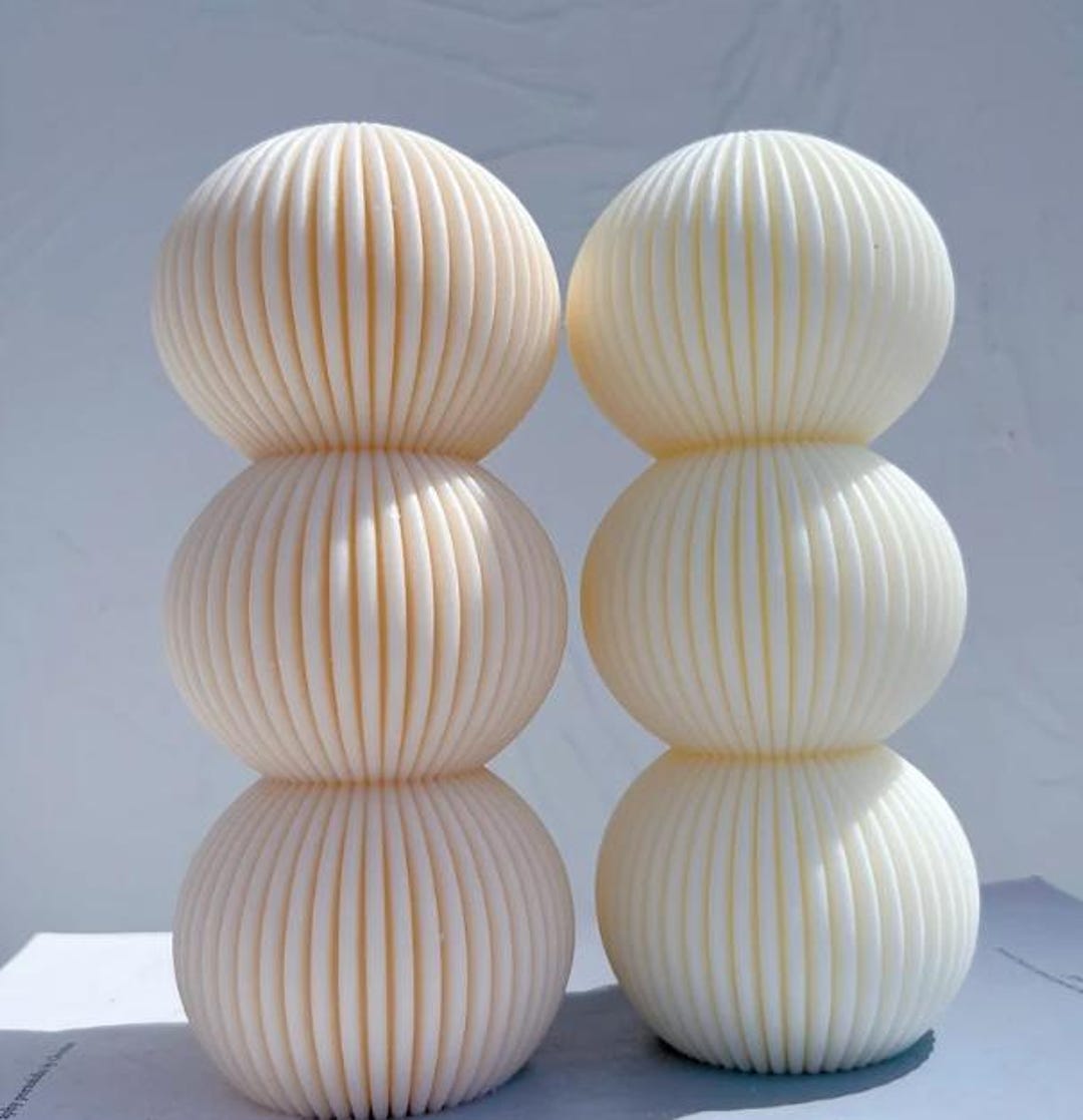 Round Ribbed Pillar Candle Molds, Ball Taper Spiral Silicone Mould ...
