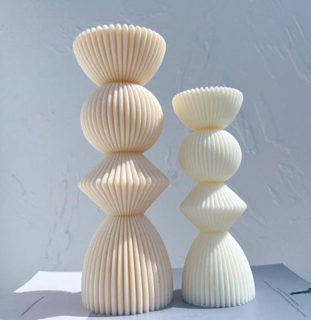 2 Sizes Ribbed Silicone Mold - Mold for Candle, Resin, Cement ...