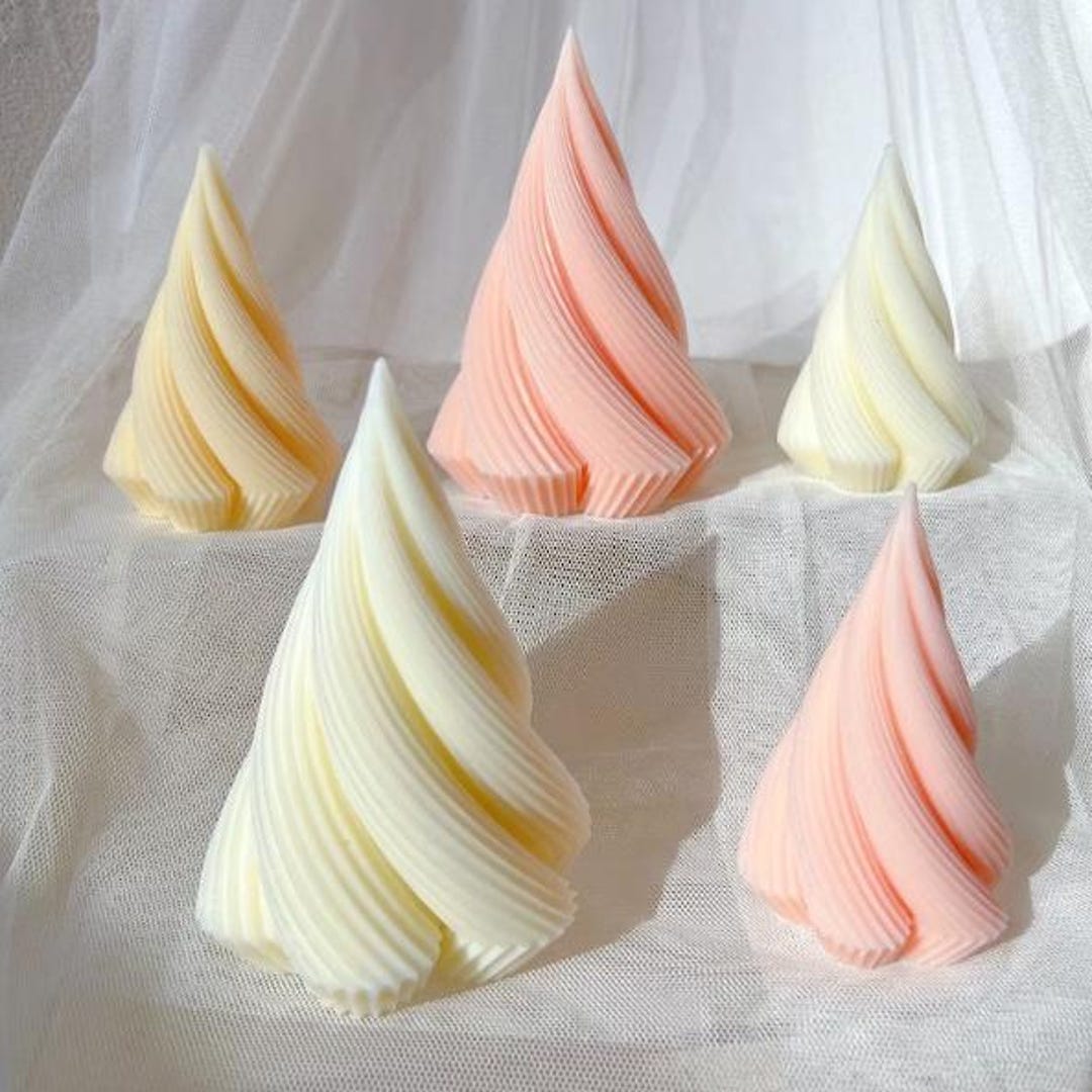 2 Sizes Christmas Decor Swirl Taper Pillar Candle Molds, Ribbed Swivel ...
