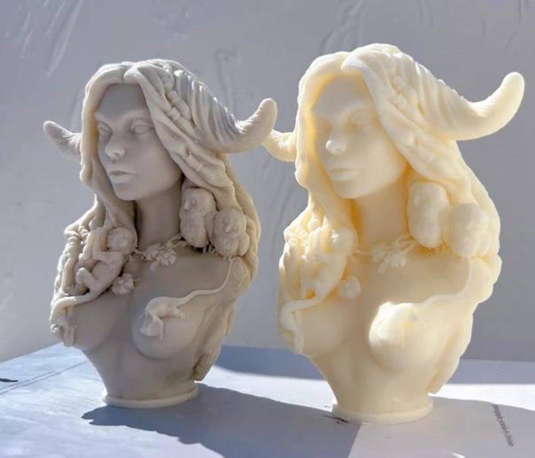 SUPER DIFFICULT DESIGN - Lady Statue Candle Mold, Goddess Bust Silicone Molds, Greek Art Woman ...