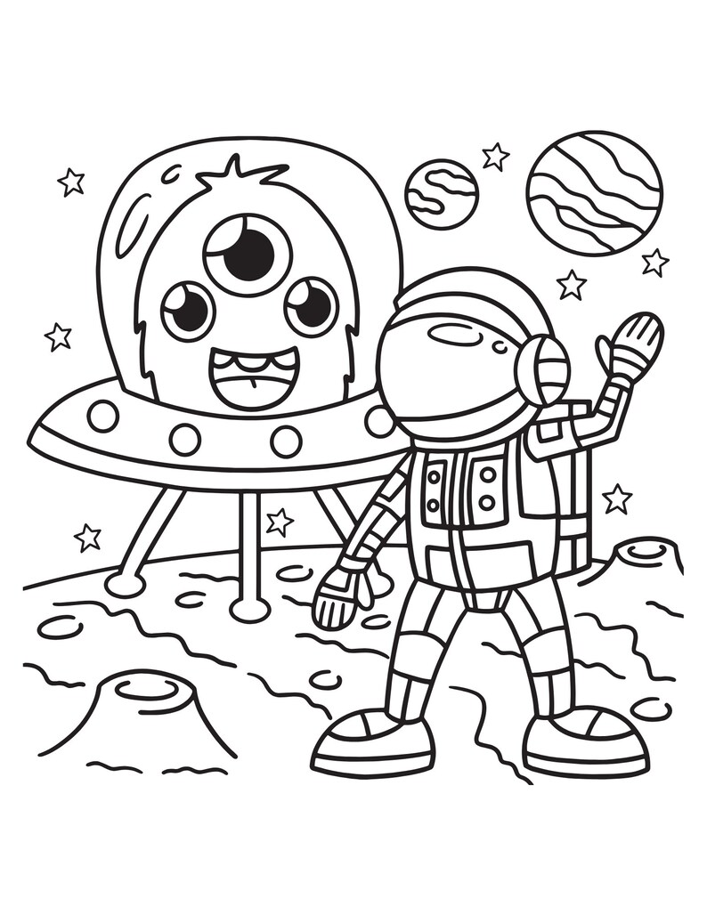 Aliens & Space Coloring Book - Etsy