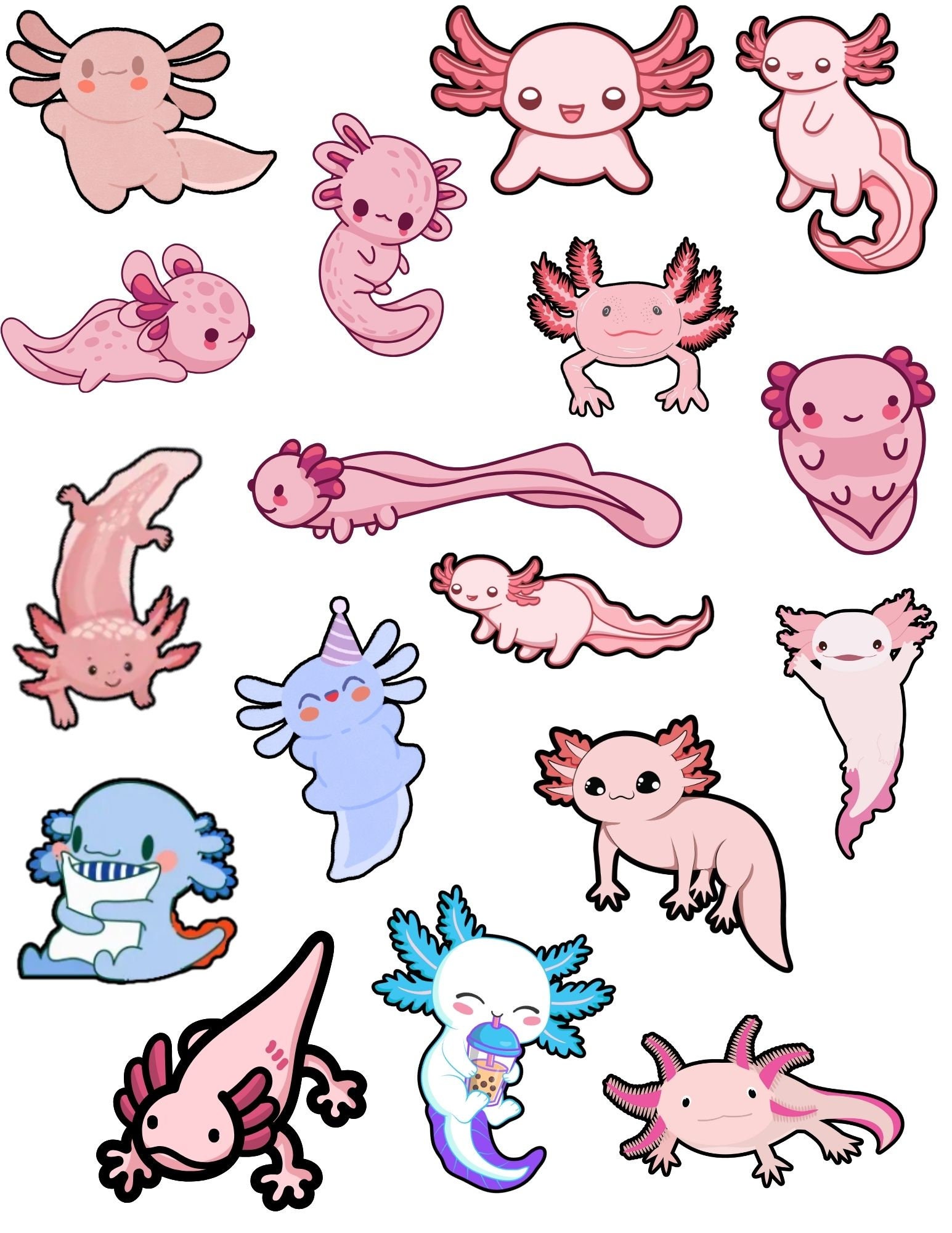 Axolotl Activity and Coloring Book, With Stickers and Scene Boards - Etsy