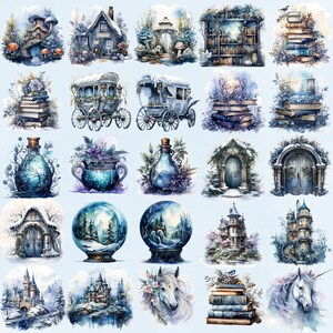 Winter Fairy Watercolor Clipart Bundle for Scrapbook Digital Stickers ...