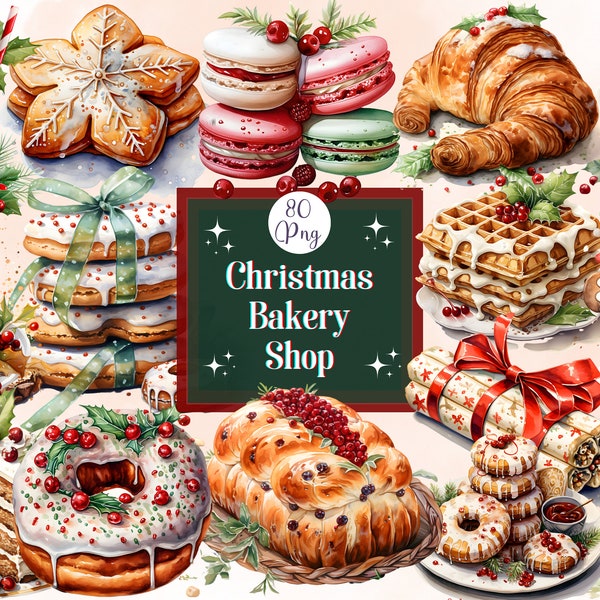 Watercolor Bakery Clipart - Etsy