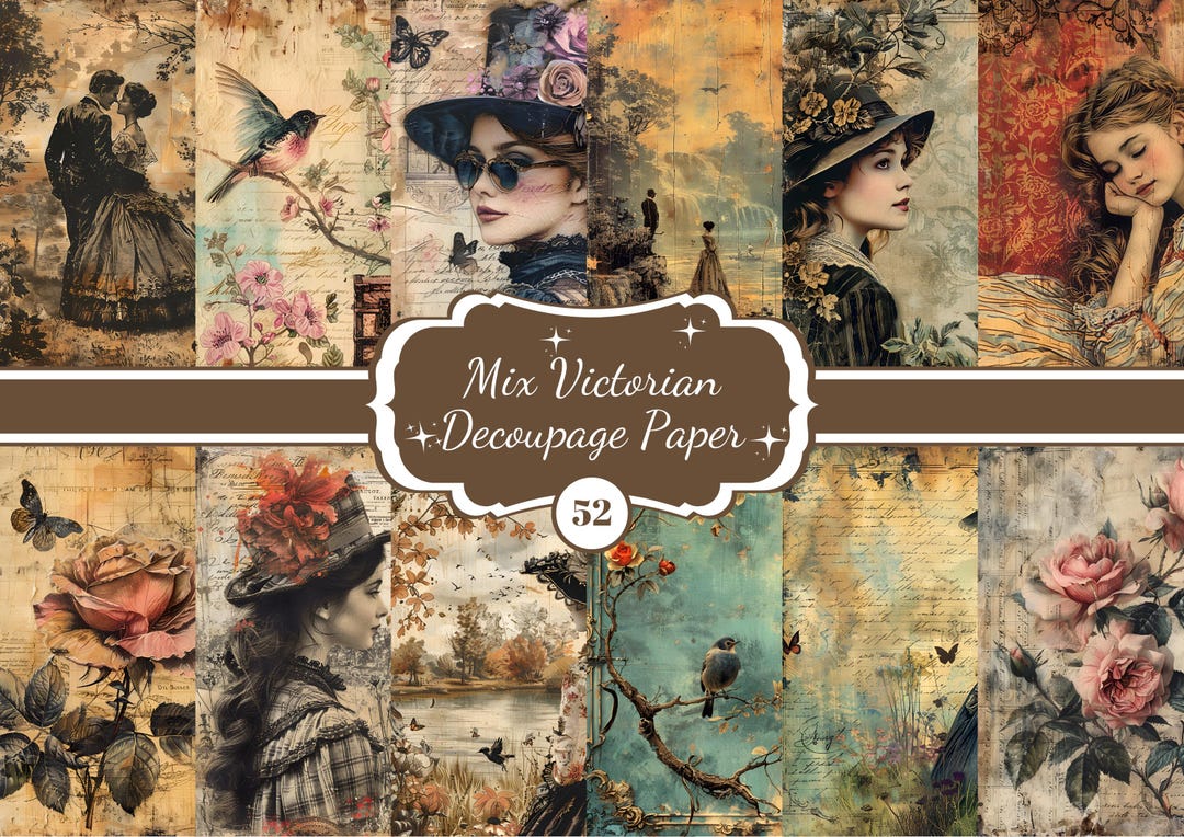 Printable Mix Victorian Decoupage Papers Floral Decorative Paper Craft ...