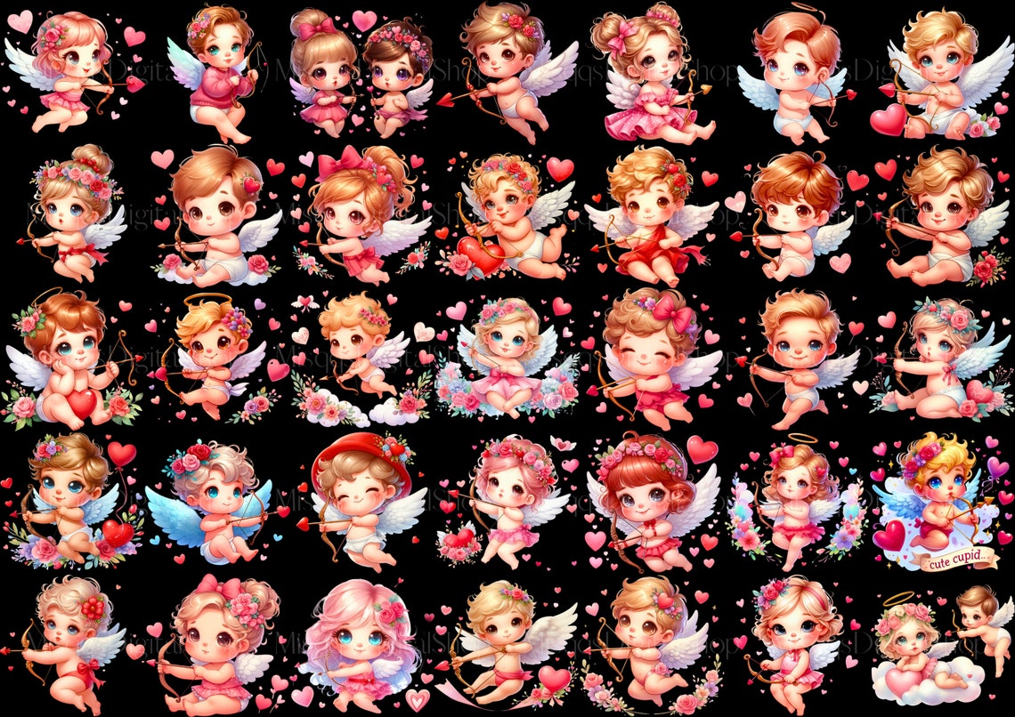 Baby Cupid Clipart Saint Valentine Angel Clipart Bundle Goddesses Art ...