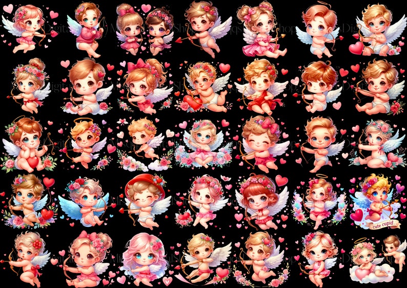 Baby Cupid Clipart Saint Valentine Angel Clipart Bundle Goddesses Art ...