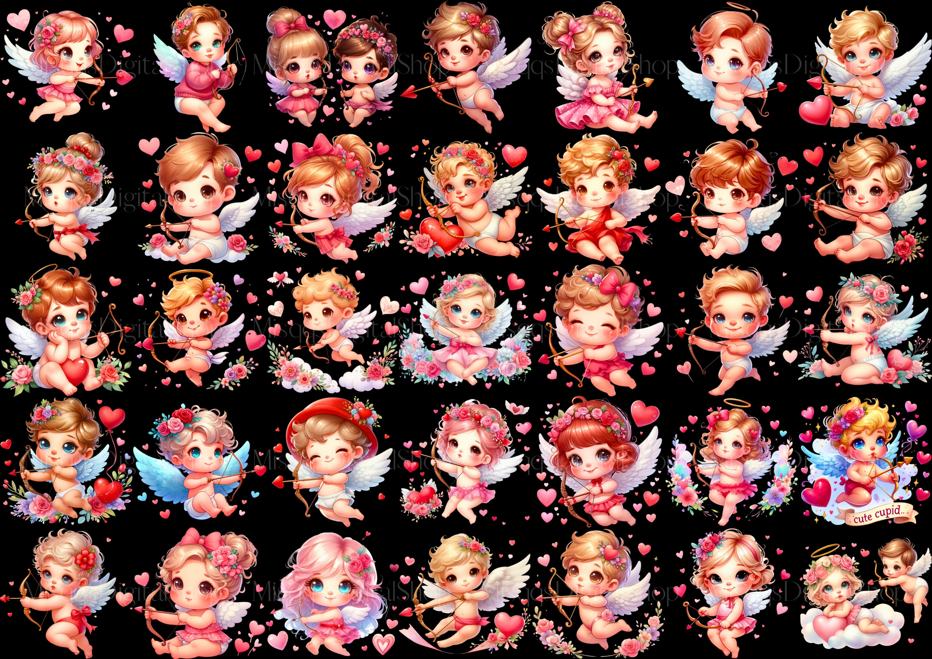 Baby Cupid Clipart Saint Valentine Angel Clipart Bundle Goddesses Art ...