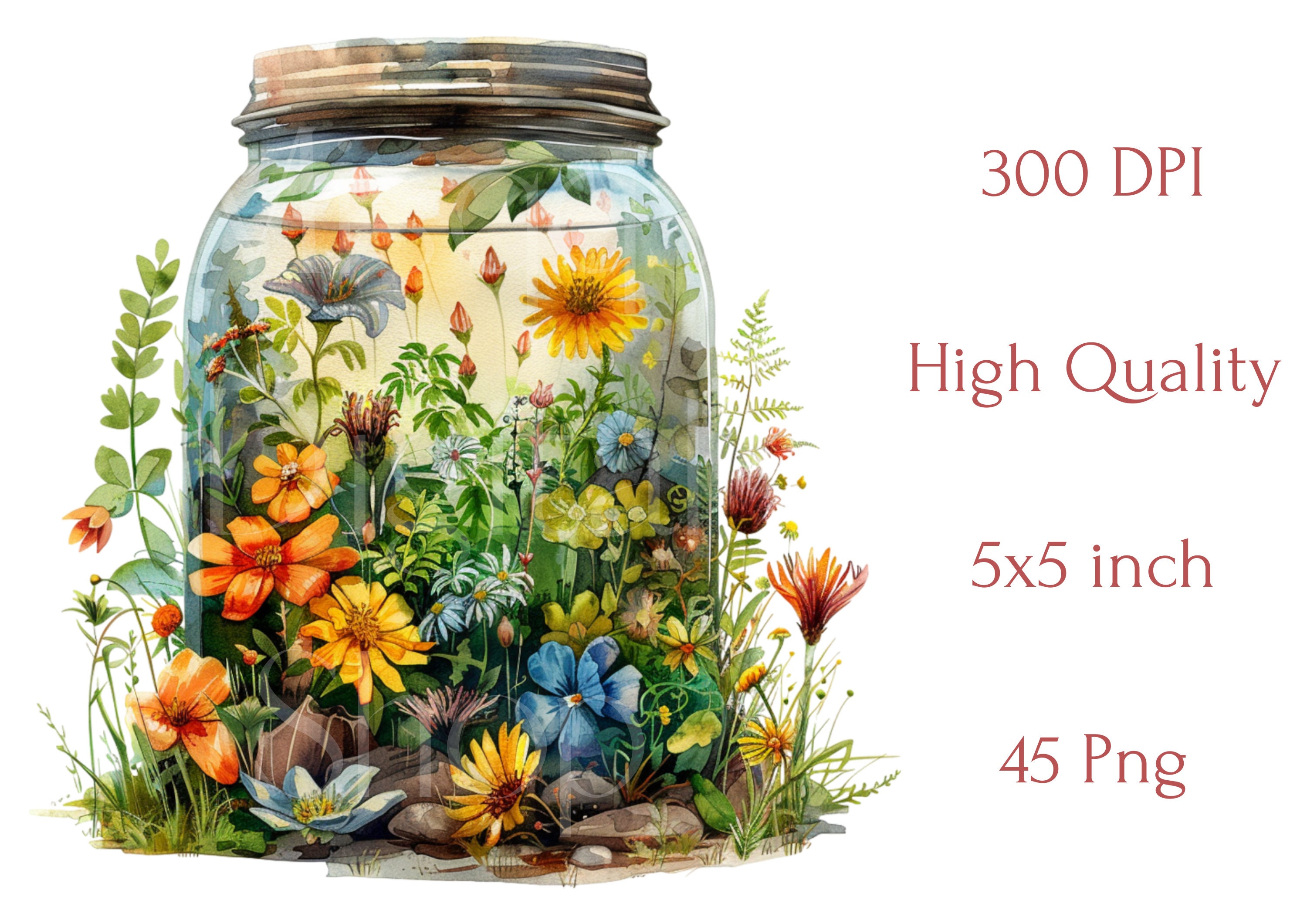 Spring Watercolor Spring Mason Jar Clipart Bundle Farm House Decor Cozy ...
