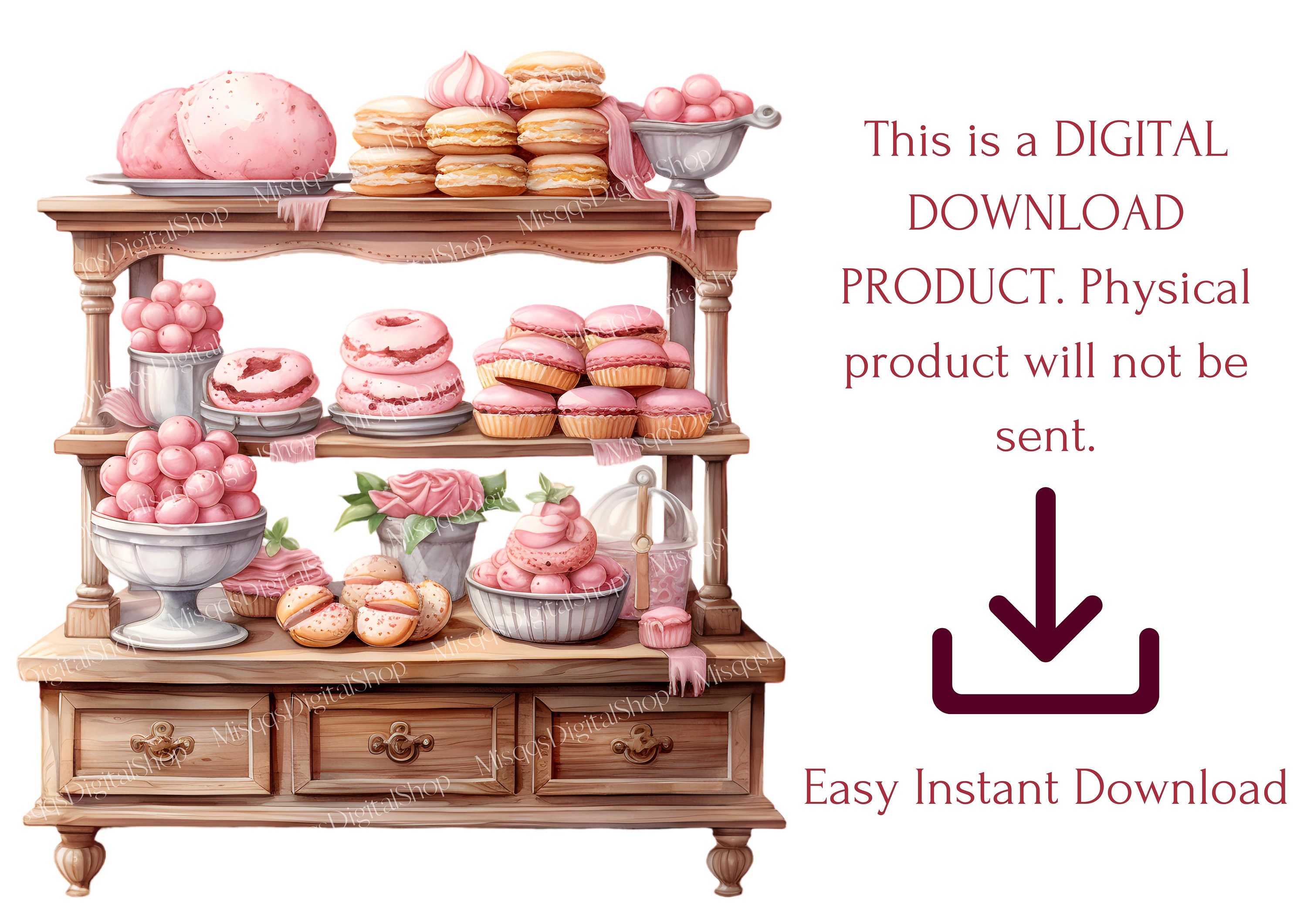 Watercolor Pink Bakery Clipart ,28 High Quality Pngs Baking Clipart ...